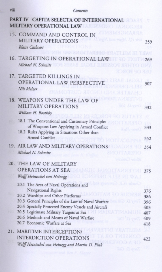 HANDBOOK OF THE INTERNATIONAL LAW OF MILITARY OPERATIONS