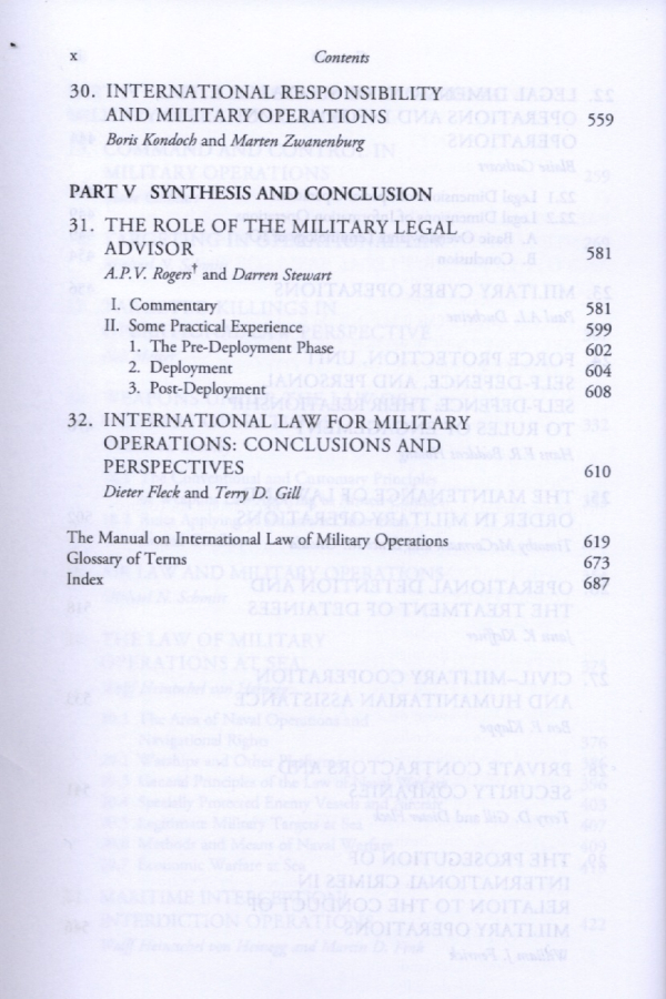 HANDBOOK OF THE INTERNATIONAL LAW OF MILITARY OPERATIONS
